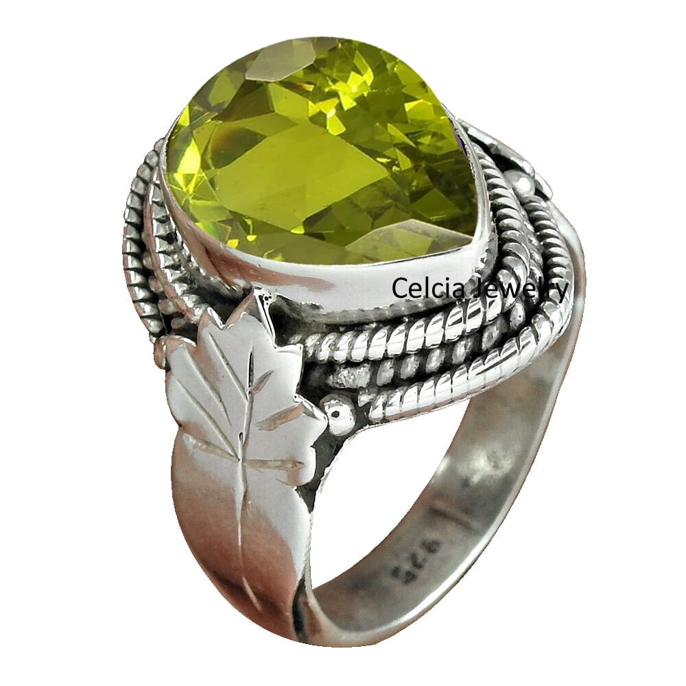 Green Peridot Gemstone Beautiful August Birthstone Ring For Women, Pure ...