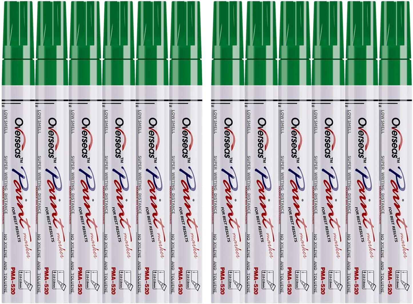 Green Permanent Paint Markers Pens, 12 Pack Waterproof Oil-Based Paint ...