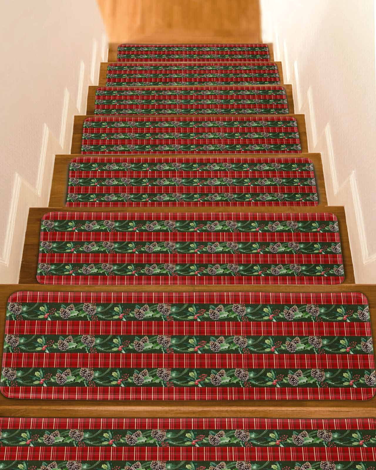 Green Pine Cones Stair Treads for Wooden Steps Indoor Runner Rug Carpet ...