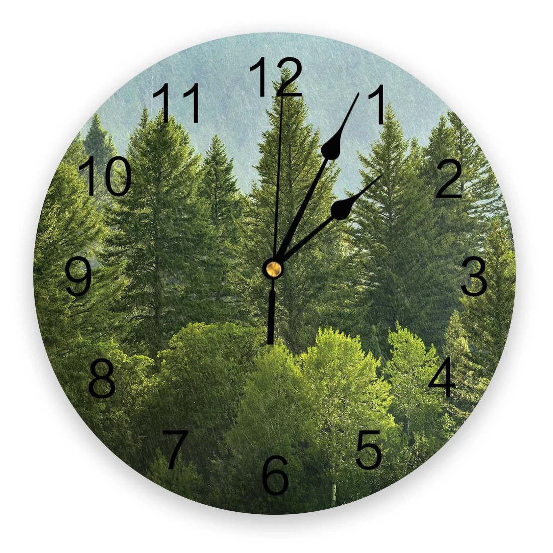 Green Pine Forests And Rain On Hillsides Wall Clocks Silent Home Cafe ...