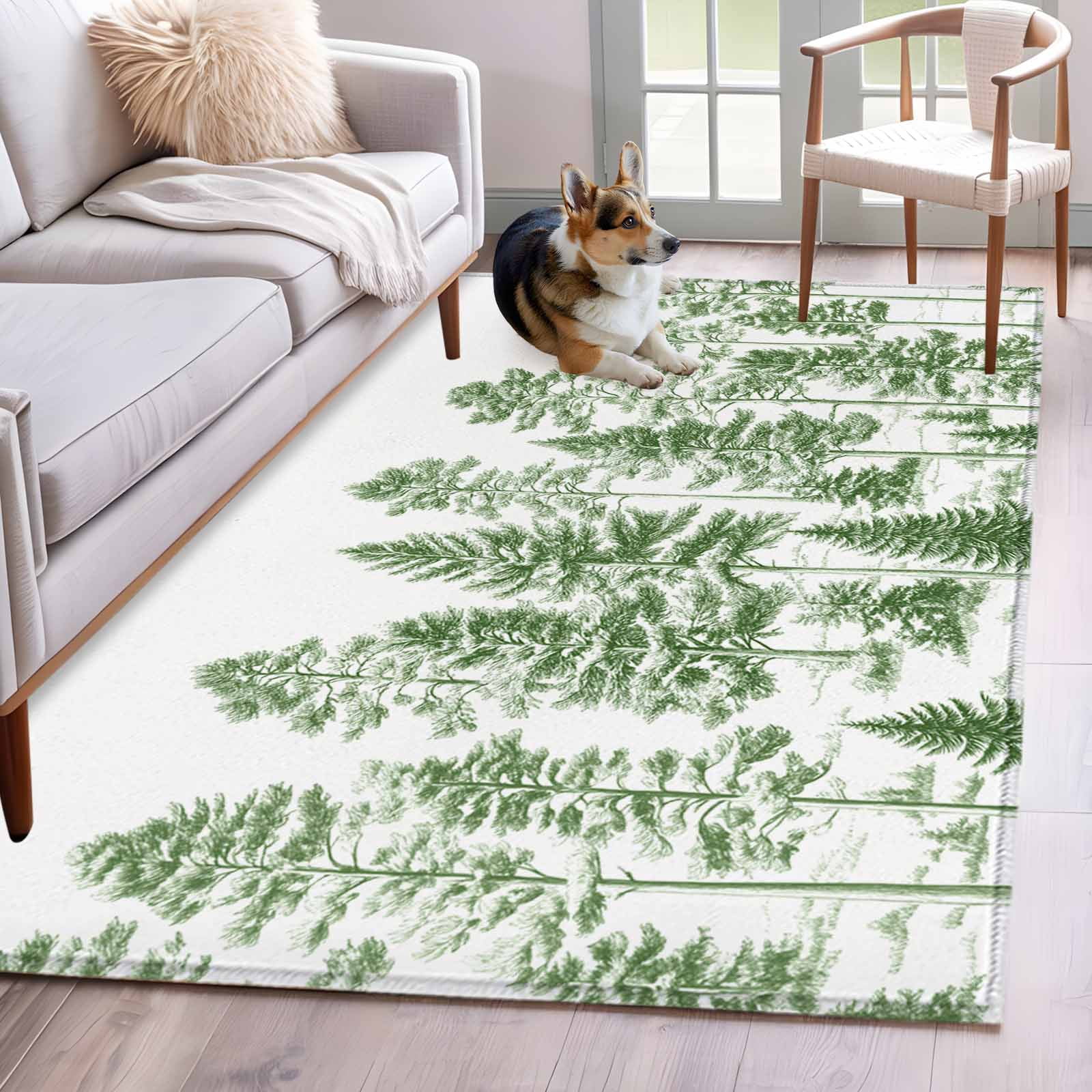 Green Pine Tree Area Rug 3x5 FT, Non Slip Entryway Bedside Carpet ...