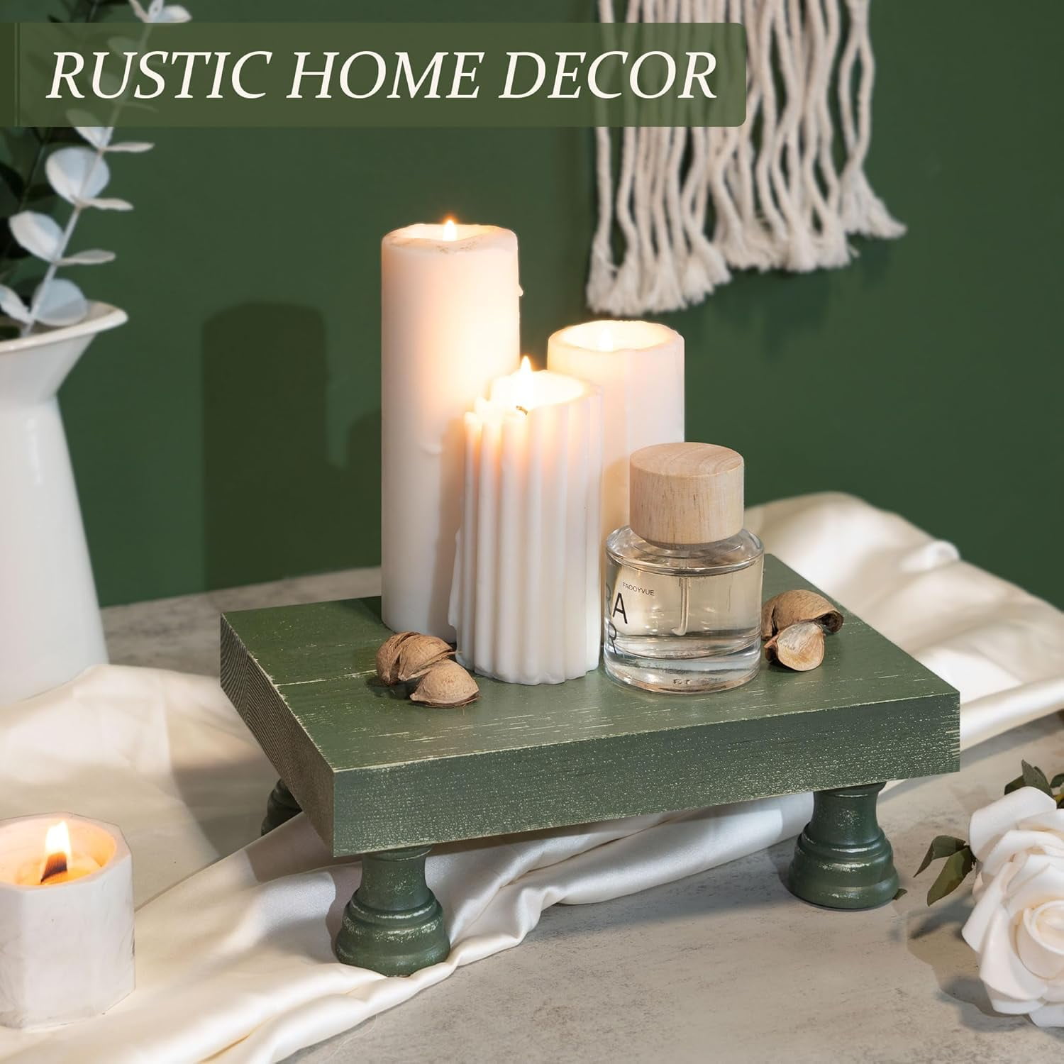 Green Pine Wood Riser Display Stand for Coffee Table - Farmhouse Home ...