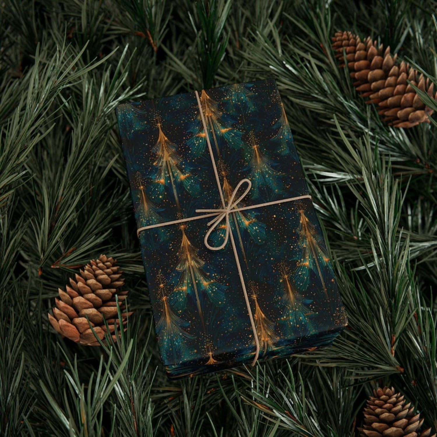 Green Pine Wrapping Papers, Christmas Tree Pattern Gift Wrap Paper ...