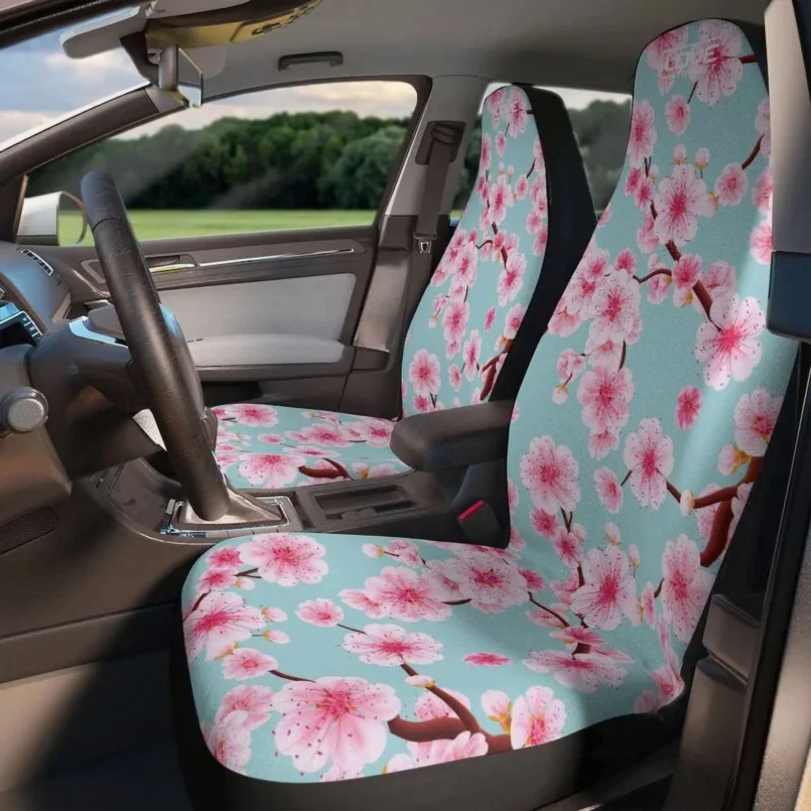 Green & Pink Cherry Blossom Cover Vehicle For Women Japanese Car Seat ...