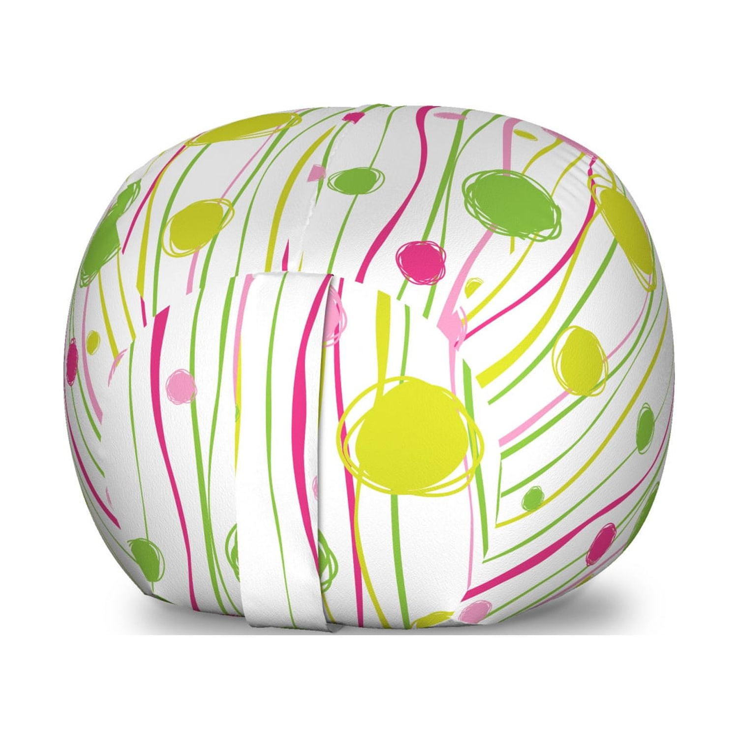 Green and Pink Storage Toy Bag Chair, Doodle Style Random Wavy Stripes ...