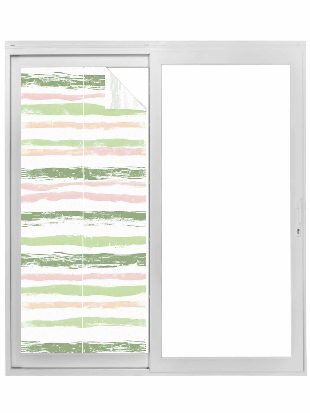 Green Pink Stripes Window Privacy Film, Gradient Geometric Smear Art ...