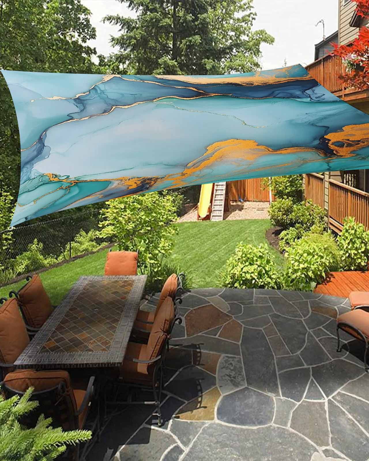 Green Pink Sun Shade Sail 14'X18' Marble Turquoise Gold Abstract Marble ...