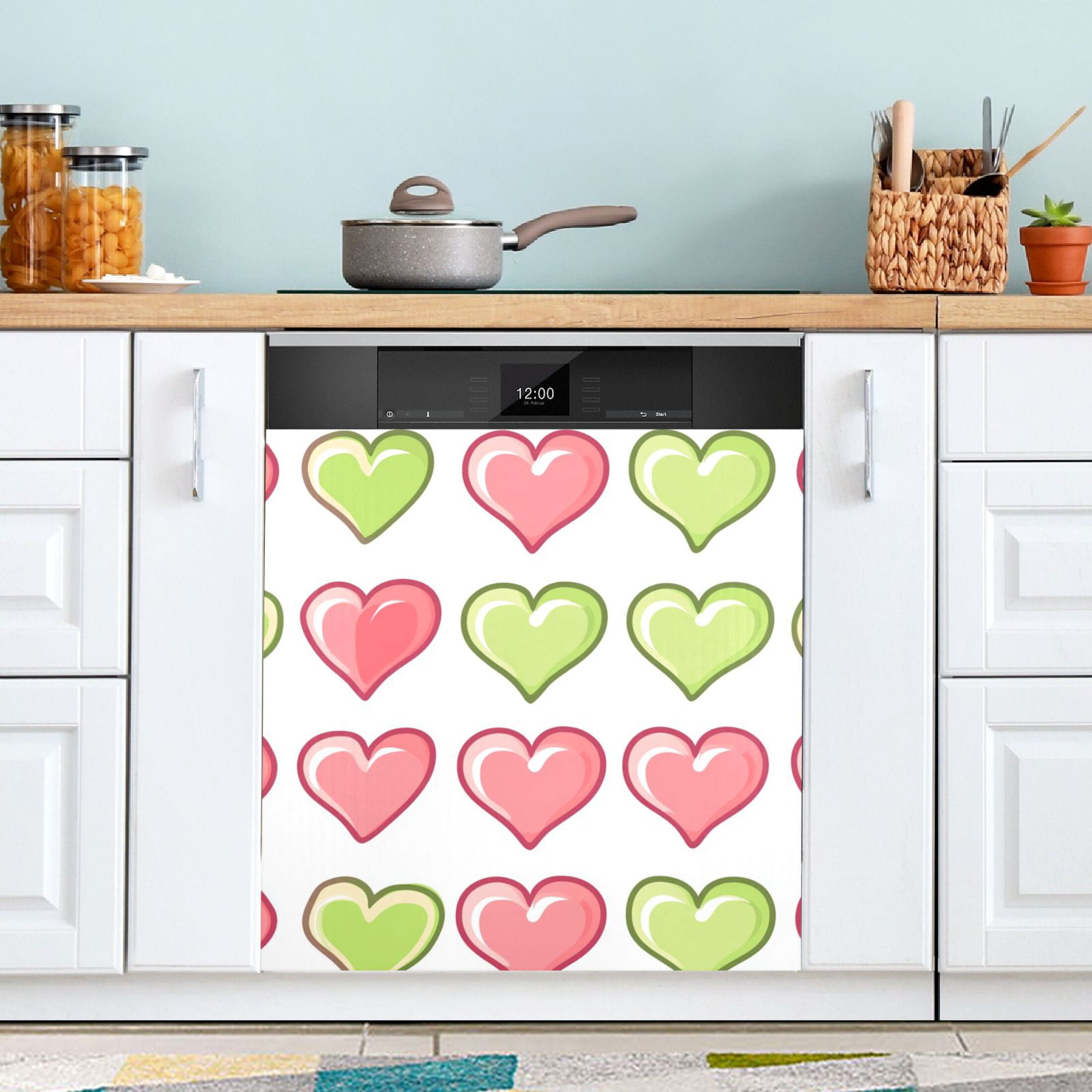 Green Pinkish Hearts Valentine Dishwasher Magnet Refrigerator Magnetic ...
