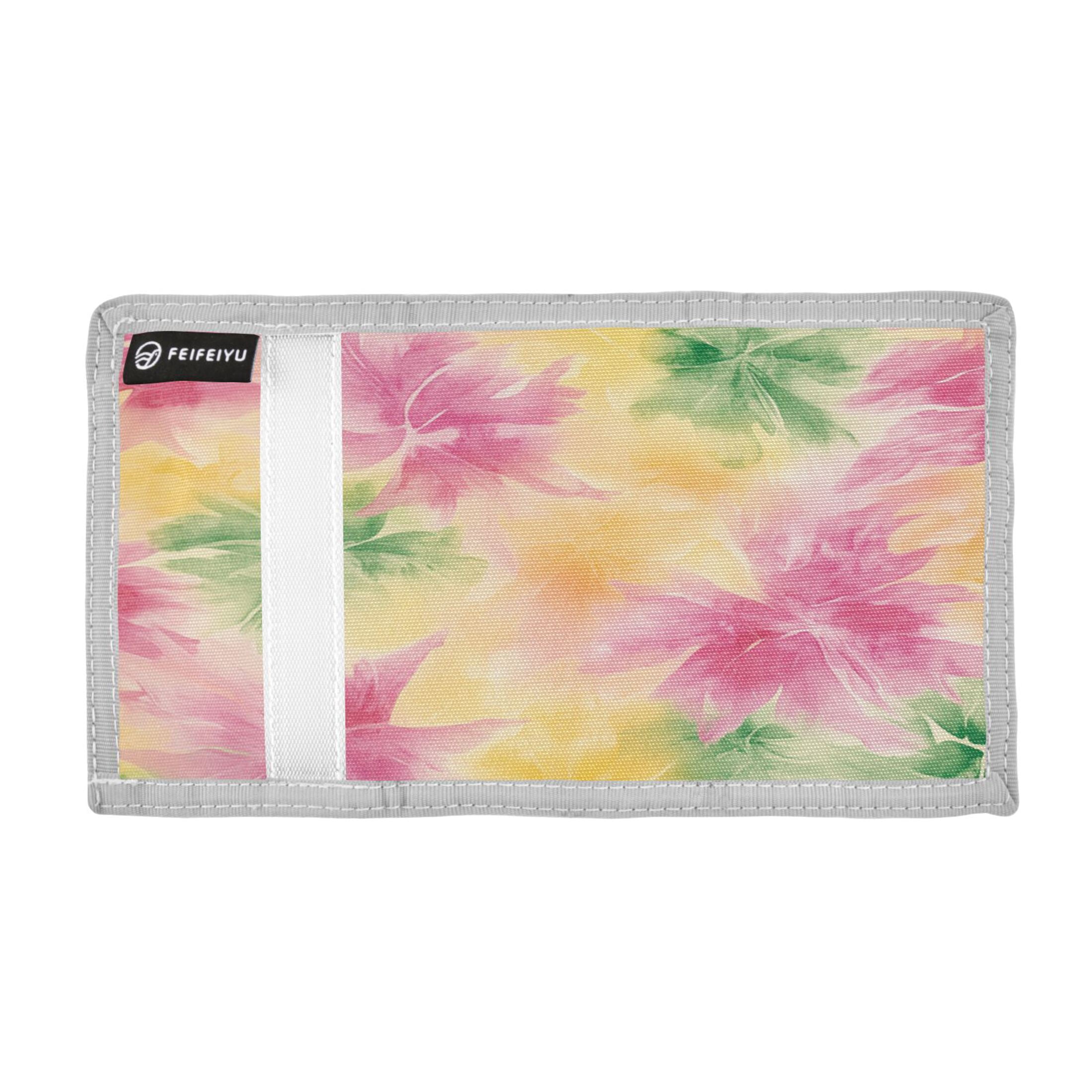 Green Pinkish Yellow Tie Dye Flowers Trifold Wallets Card Holders Coin ...