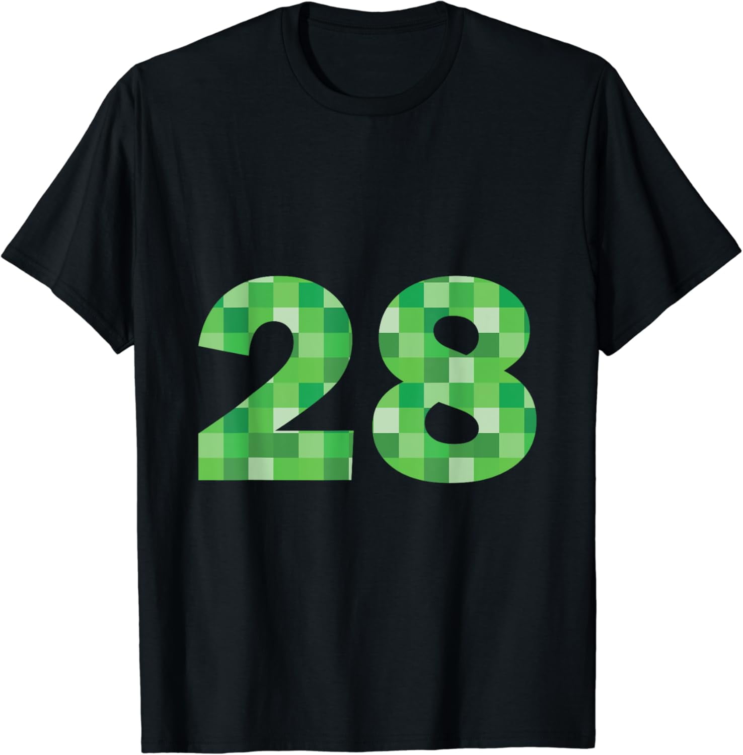 Green Pixel Number 28 - 28th Birthday - Gamer Number 28 T-Shirt ...