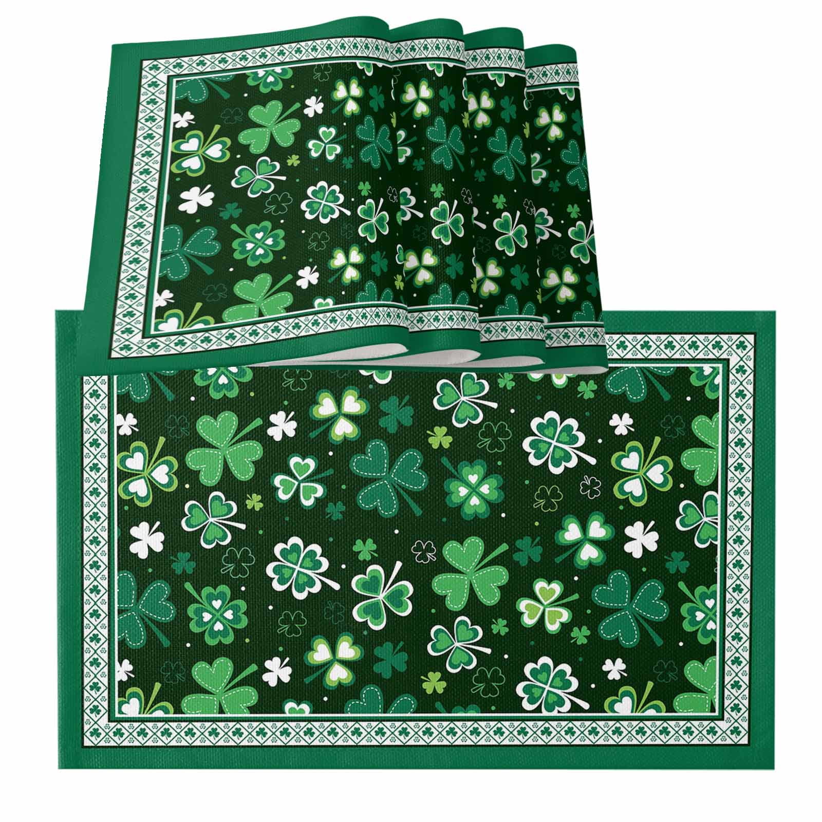 Green, Placemats for Dinning Table Set of 6, St. Patrick's Day Shamrock ...