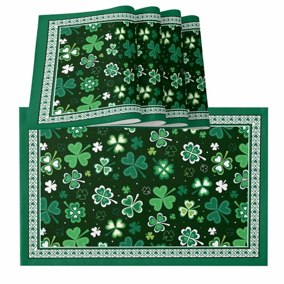 Green, Placemats for Dinning Table Set of 6, St. Patrick's Day Shamrock ...