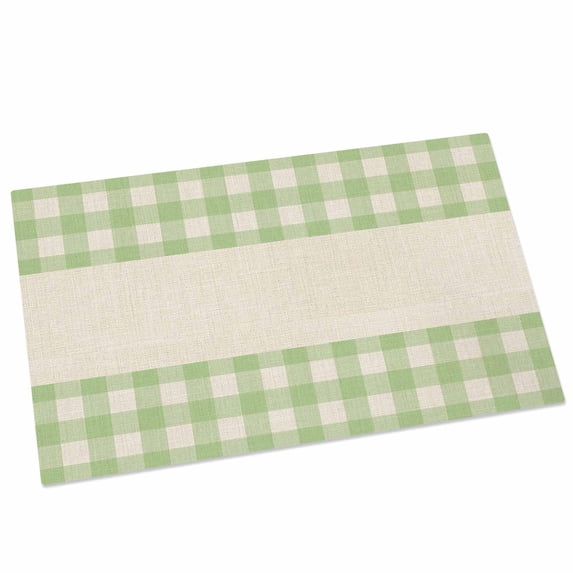 Green Plaid Door Mat 16x24 Inch Retro Country Green Plaid Linen Texture ...