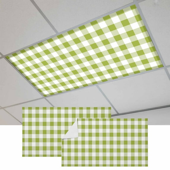 Green Plaid Fluorescent Light Covers, Gradient Geometric Buffalo White ...