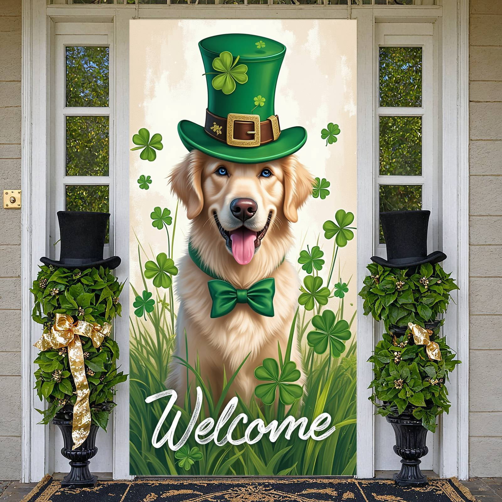 Green Plaid Pattern St. Patrick's Day Banner Clover Design Blessed ...