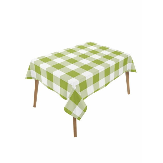 Green Plaid Table Cloth, Gradient Geometric Buffalo White Checkered ...