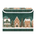 Green Plaids Christmas Street View Foldable Storage Bins with Lids ...