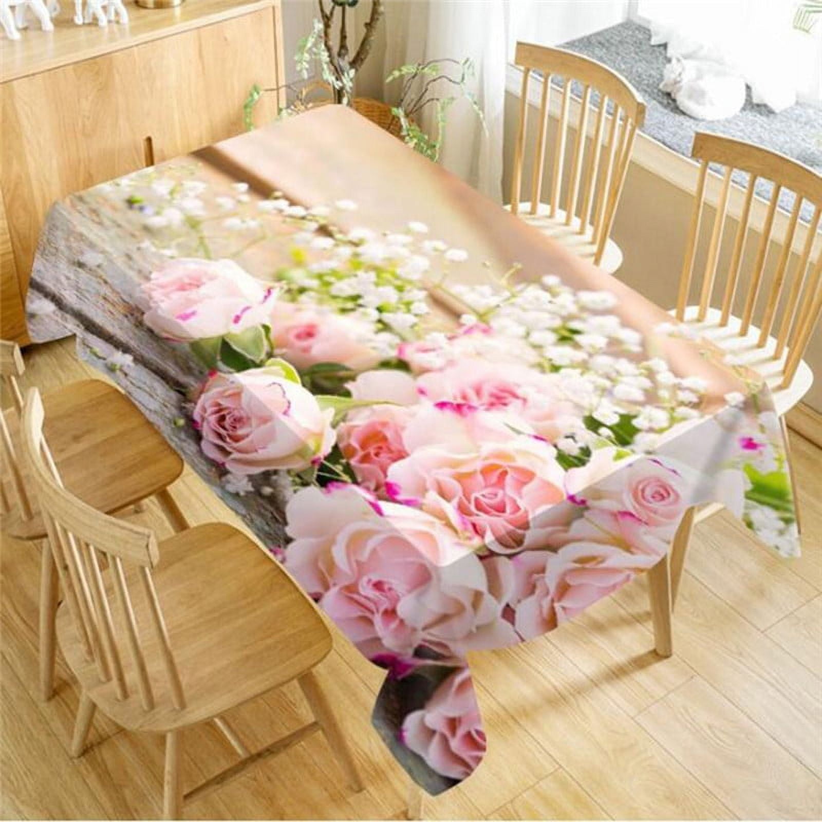 Green Plant Cactus Waterproof Polyester Table Cloth for Party Events Rectangle Wedding Table ...