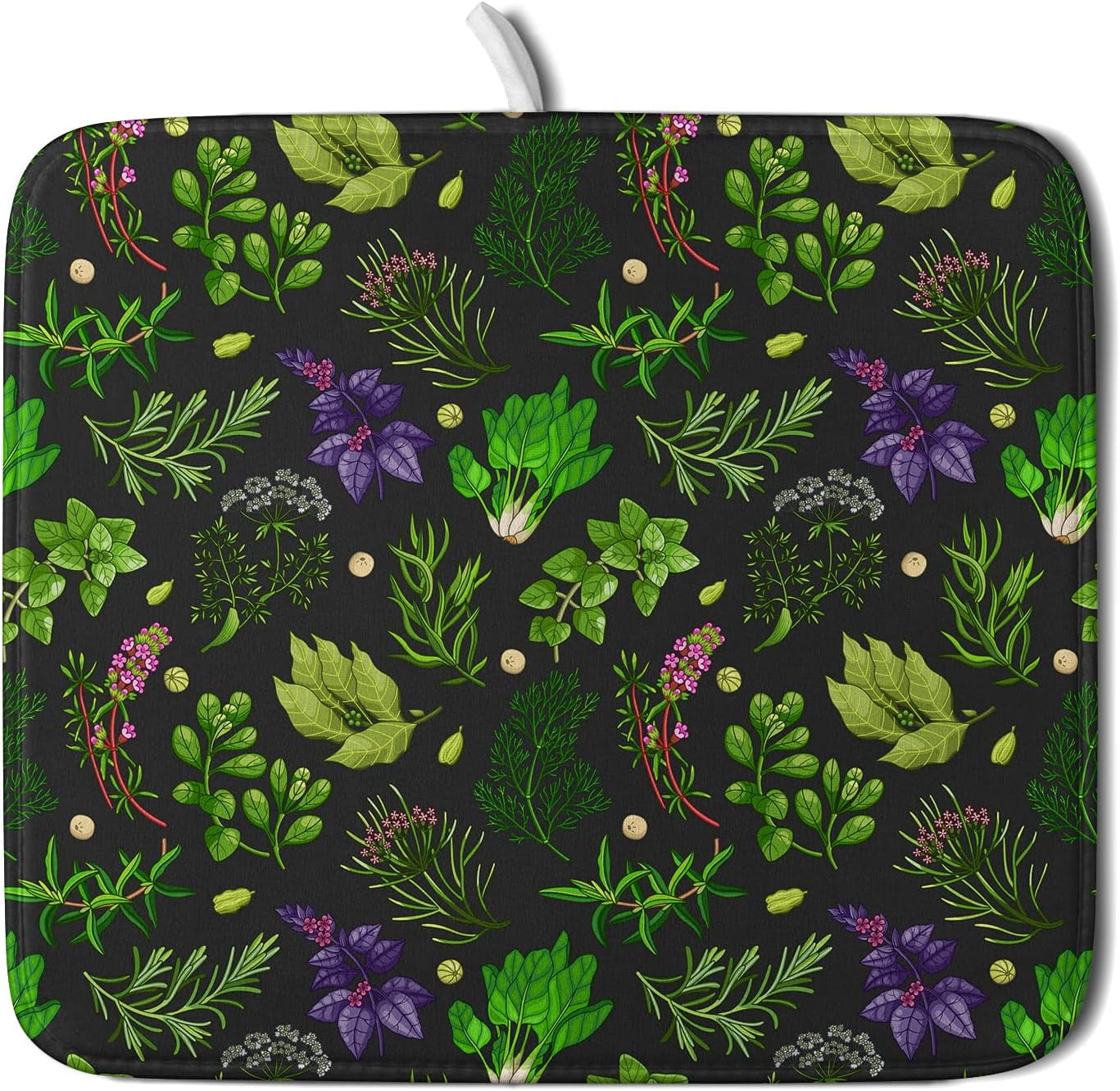 Green Plant Dish Drying Mat - Spring Herbs Art Microfiber Drying Pad 16 ...