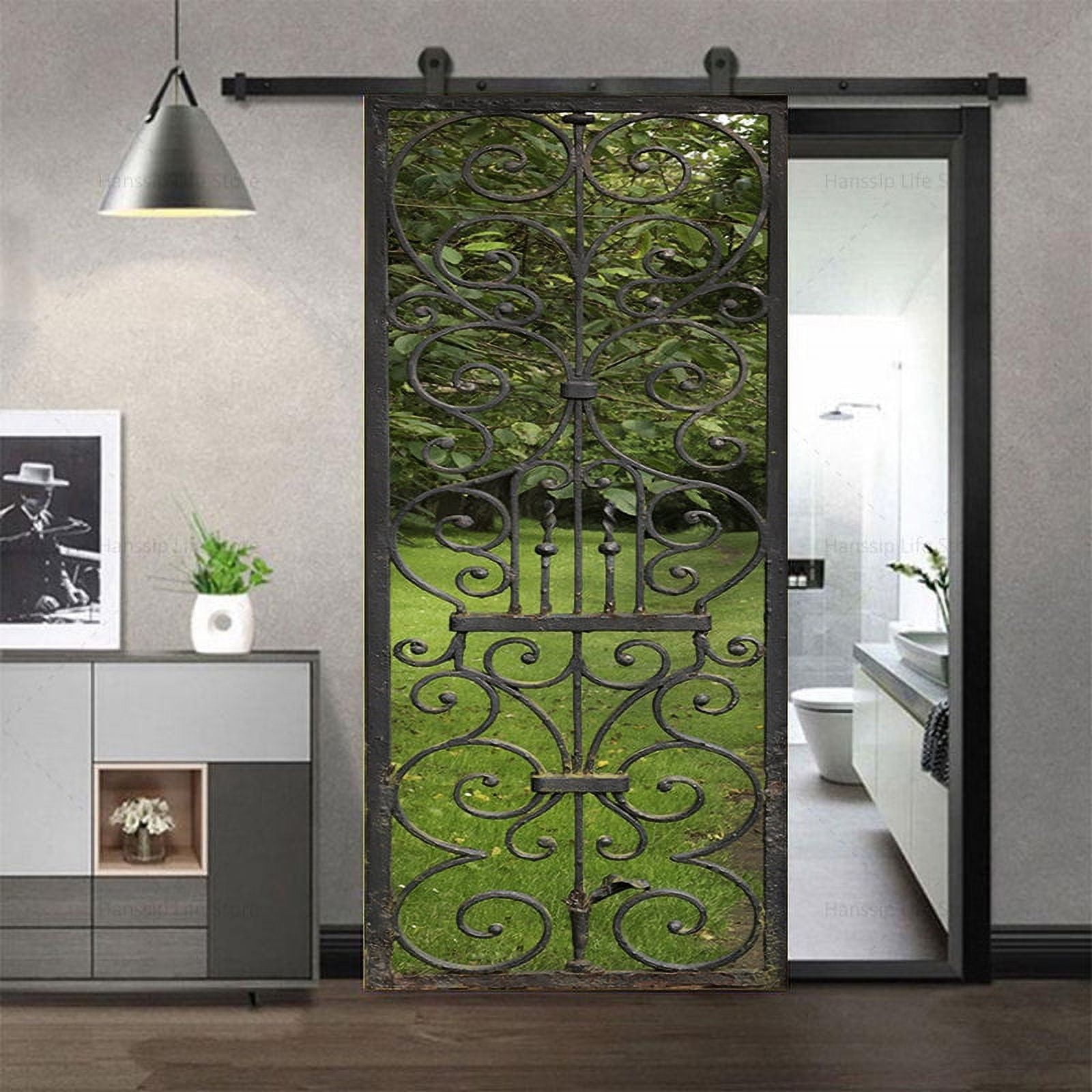 Green Plant Door Stickers Flying Waterfall Home Decoration PVC ...