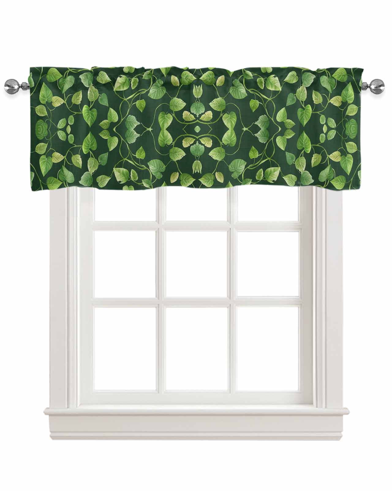 Green Plant Kitchen Valances for Windows Farmhouse Linen Window Valance ...