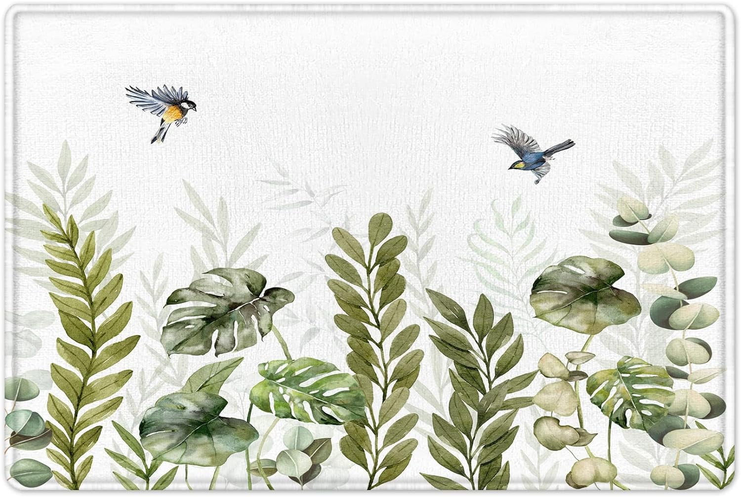 Green Plant Leaf Bath Mat for Bathroom, Tropical Monstera Eucalyptus ...