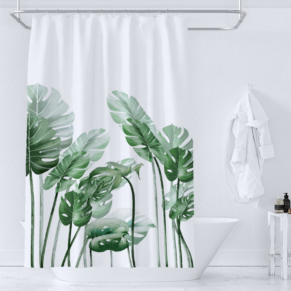 Green Plant Leaf Vines Floral Shower Curtain Print Nordic Minimalist ...