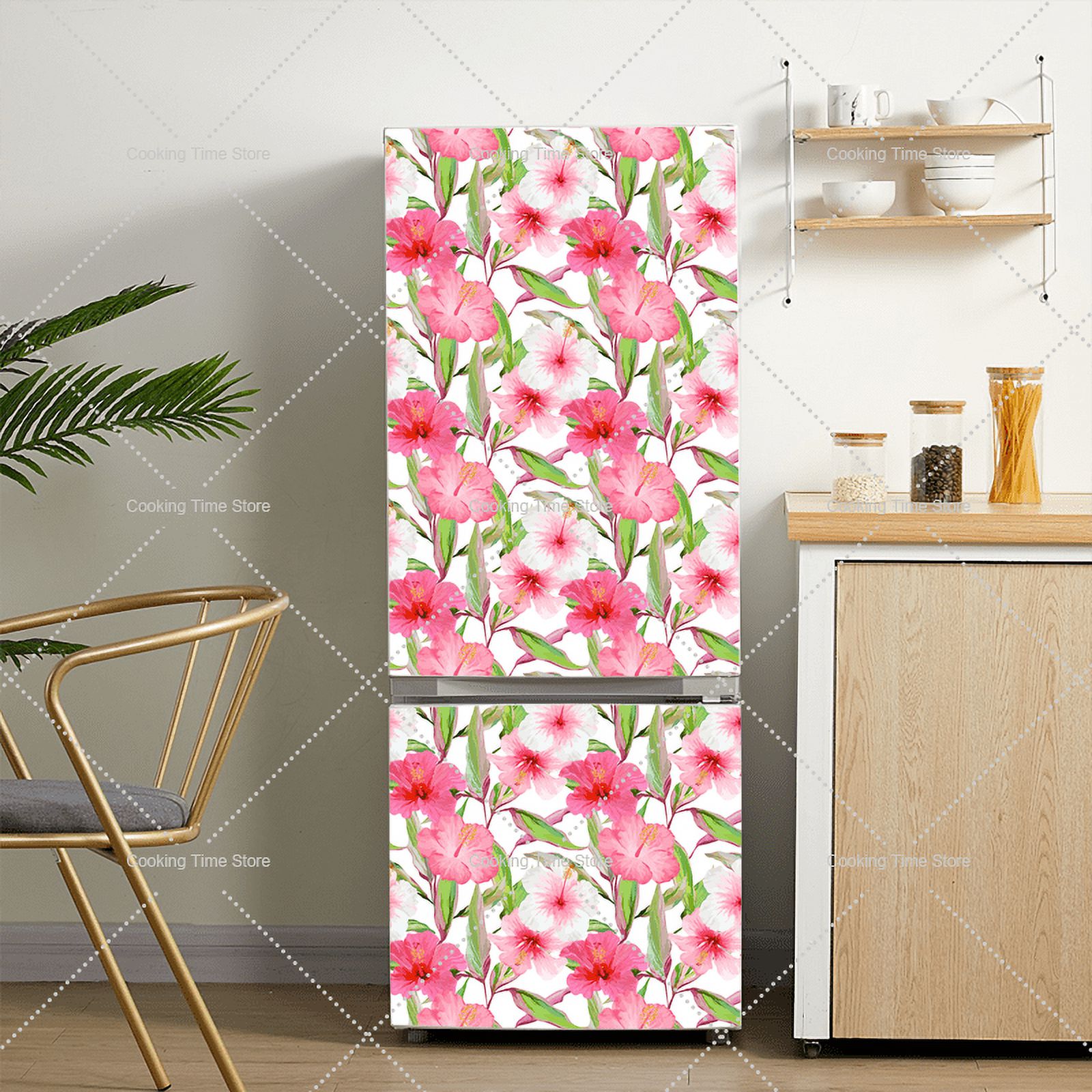 Green Plant Leaves Fridge Wrap Wallpaper Vinyl Waterproof Refrigerator ...