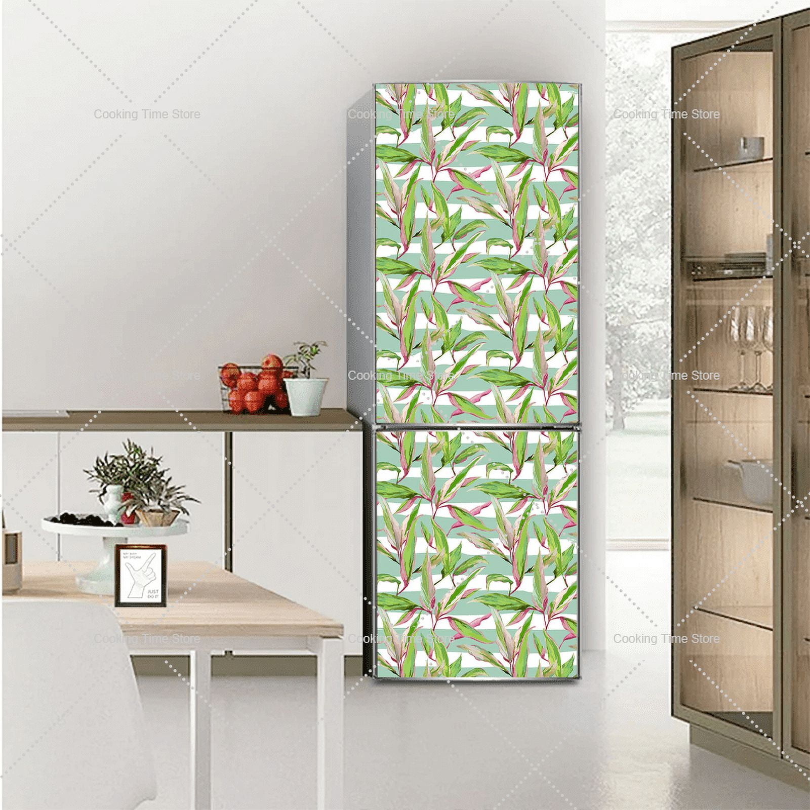 Green Plant Leaves Fridge Wrap Wallpaper Vinyl Waterproof Refrigerator ...