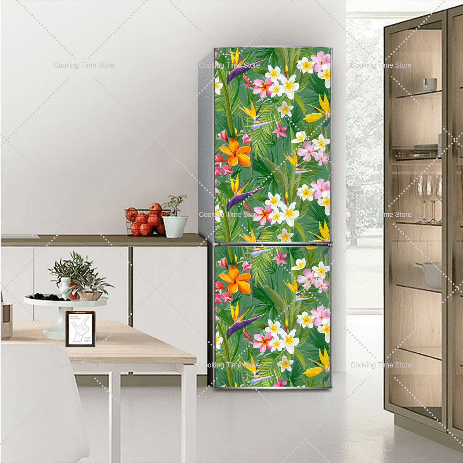Green Plant Leaves Fridge Wrap Wallpaper Vinyl Waterproof Refrigerator ...