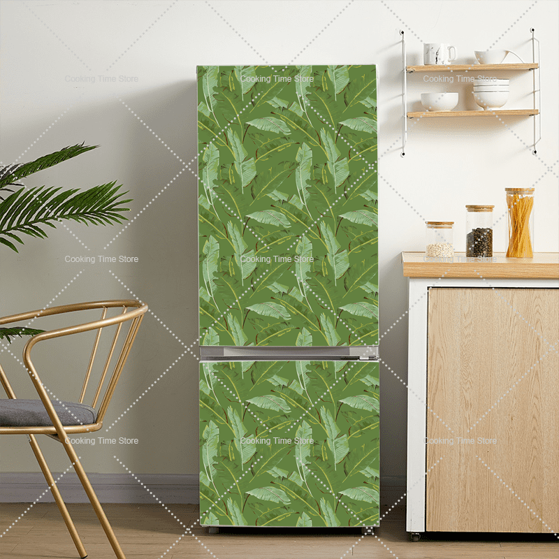 Green Plant Leaves Fridge Wrap Wallpaper Vinyl Waterproof Refrigerator ...