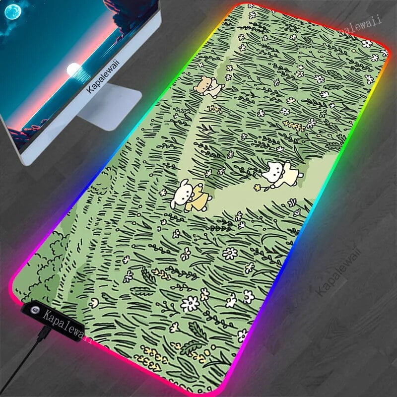 Green Plant Mouse Pad Gamer Large Mouse Mats Computer Deskmat RGB ...