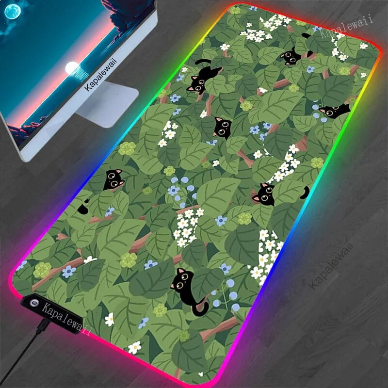 Green Plant Mouse Pad Gamer Large Mouse Mats Computer Deskmat RGB ...