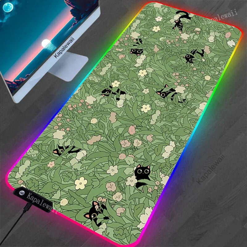 Green Plant Mouse Pad Gamer Large Mouse Mats Computer Deskmat RGB ...
