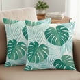 Green Plant Pillow Covers Set of 2, Summer Tropical Teal Green Palm ...