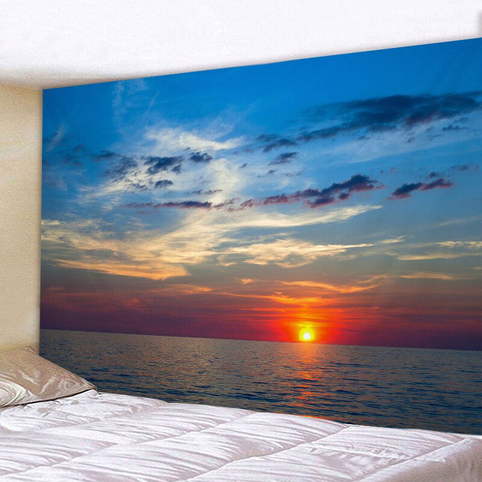 Green Plant Seawater Landscape Tapestry 3d Printed Sunset Sea Wave Lake ...
