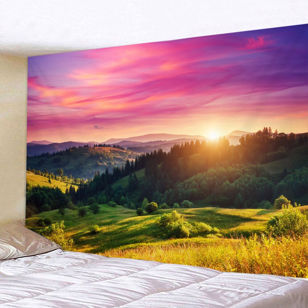 Green Plant Seawater Landscape Tapestry 3d Printed Sunset Sea Wave Lake ...
