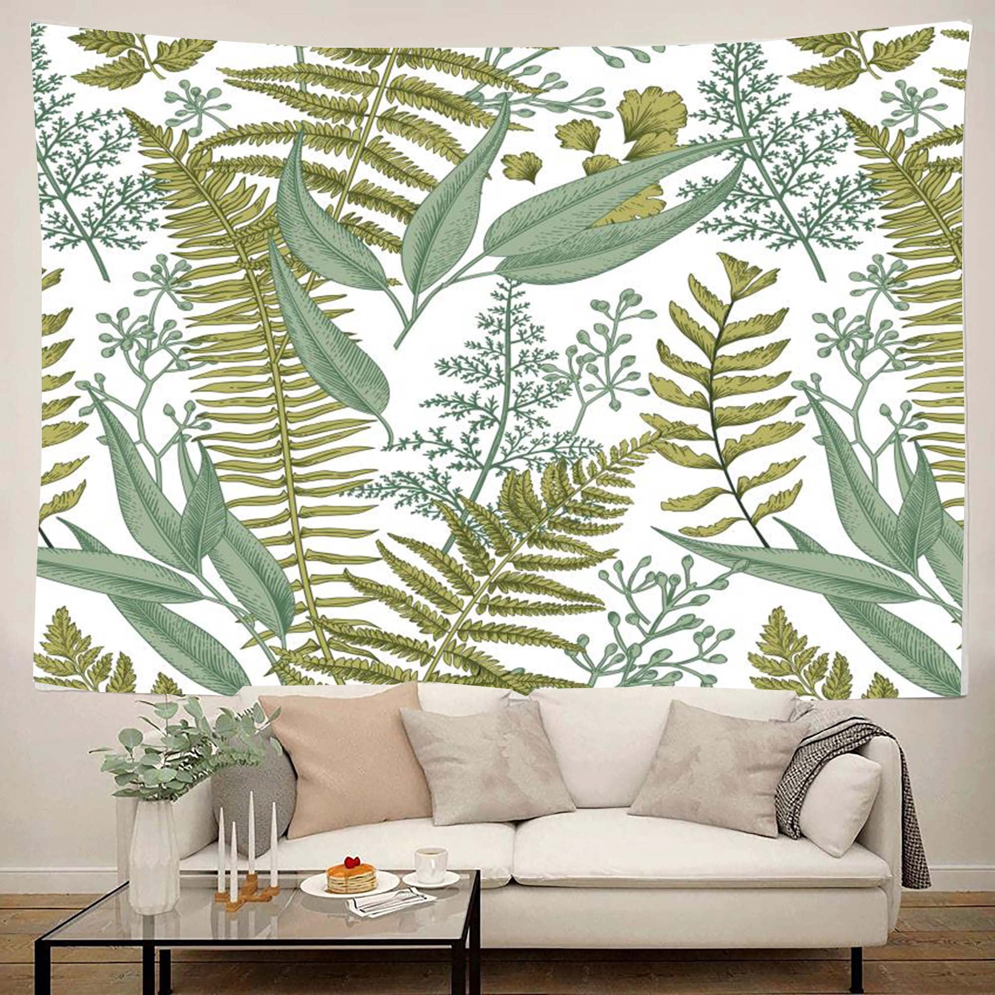 Green Plant Tapestry Botanical Leaf Tapestries Spring Leafy Green ...