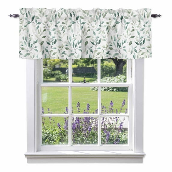 Green Plant Valances for Windows, Eucalyptus Leaf Farm Watercolor ...