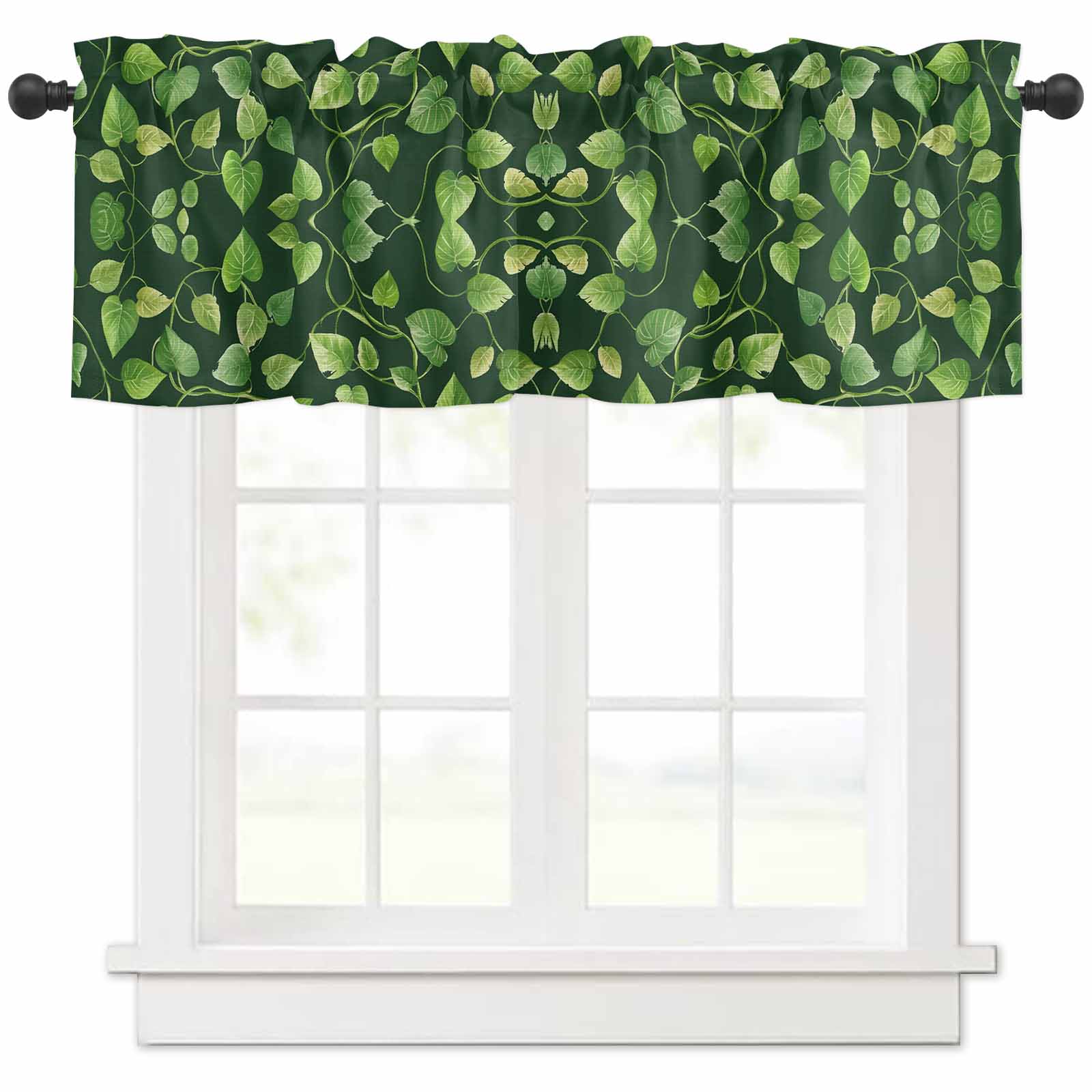 Green Plant Valances for Windows Farmhouse Kitchen Curtains Valances ...