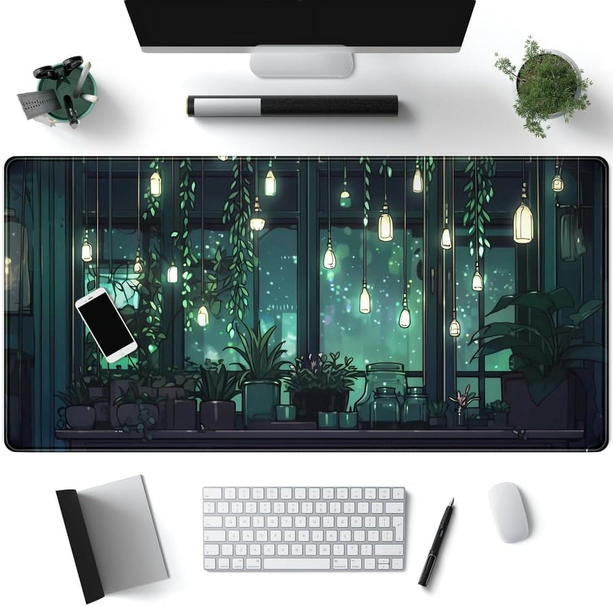 Green Plant Window Sill Desk Mat - Vine Plant Gaming Mouse Pad, Flowers ...