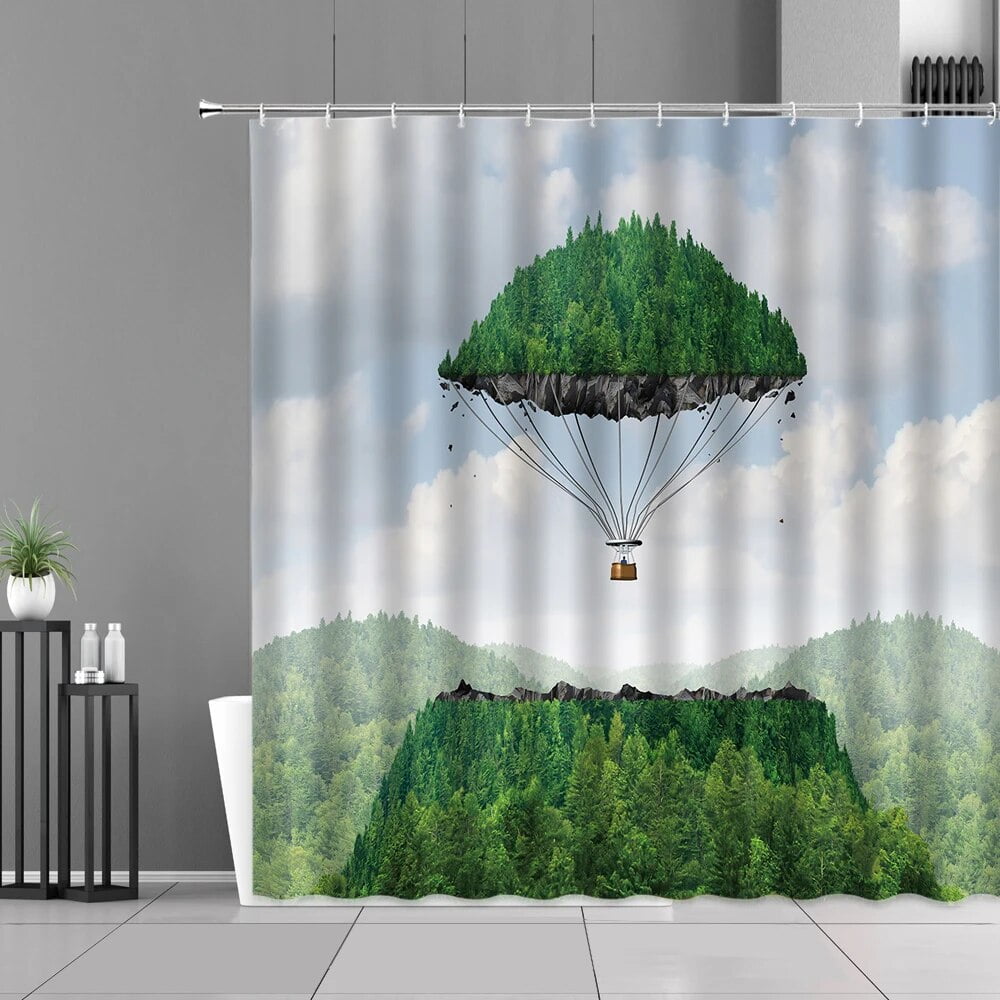 Green Plants And Water Reflection Shower Curtain Bath Screens Home ...