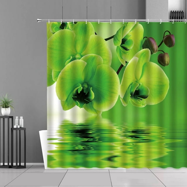Green Plants And Water Reflection Shower Curtain Bath Screens Home ...