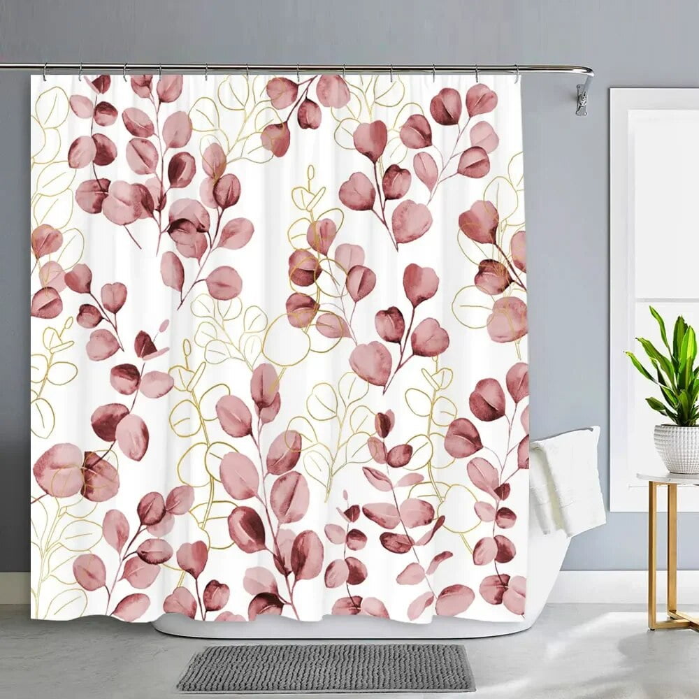 Green Plants Eucalyptus Leaves Shower Curtain Natural Watercolour ...