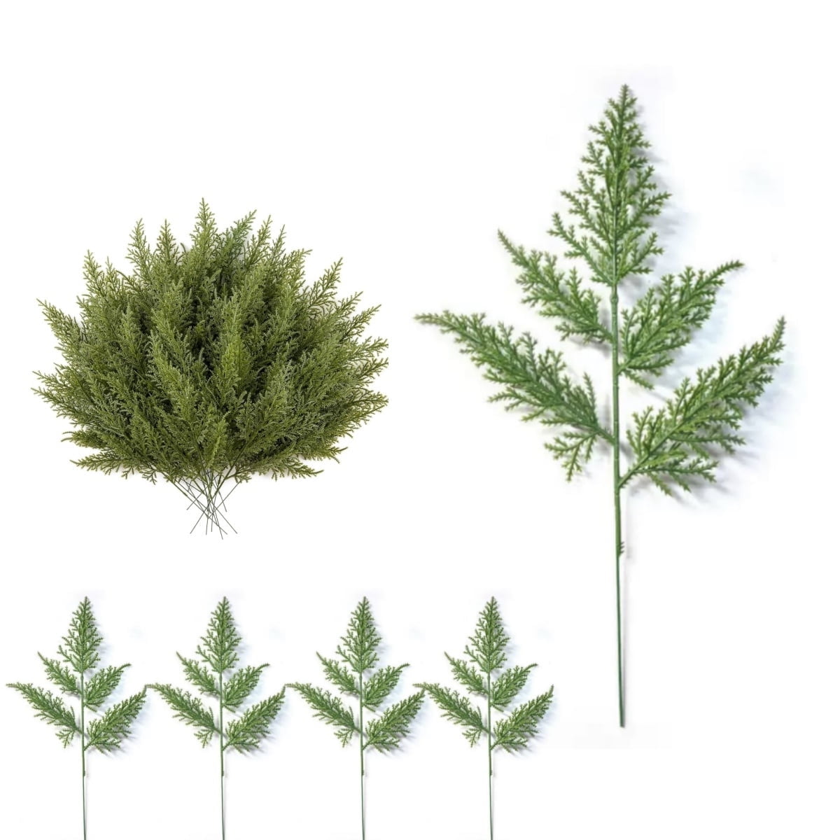 Green Plants Fake Pine Sprigs,20pack Christmas Faux Cedar Picks,QZS ...