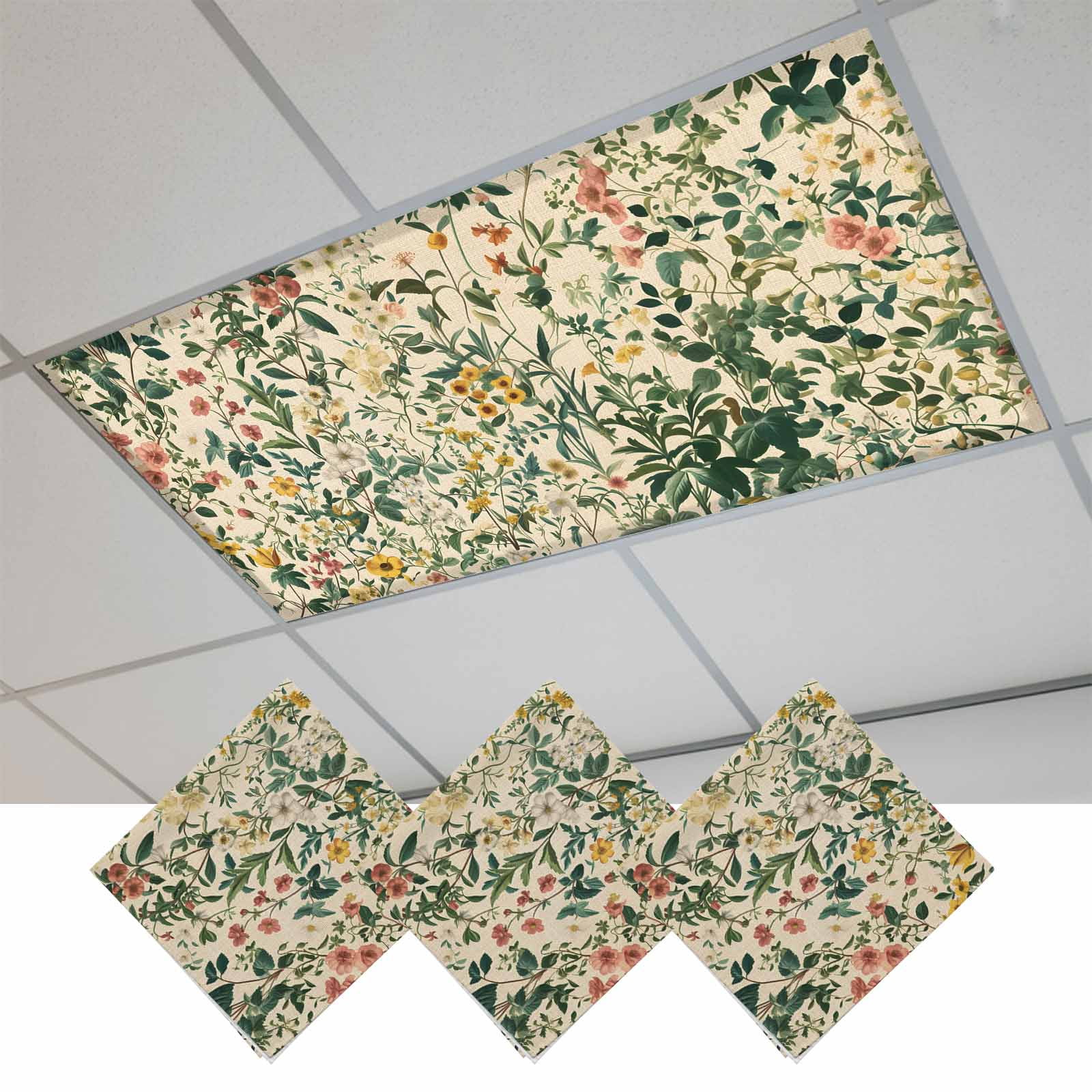 Green Plants Magnetic Fluorescent Light Covers for Ceiling Lights 2x4Ft ...