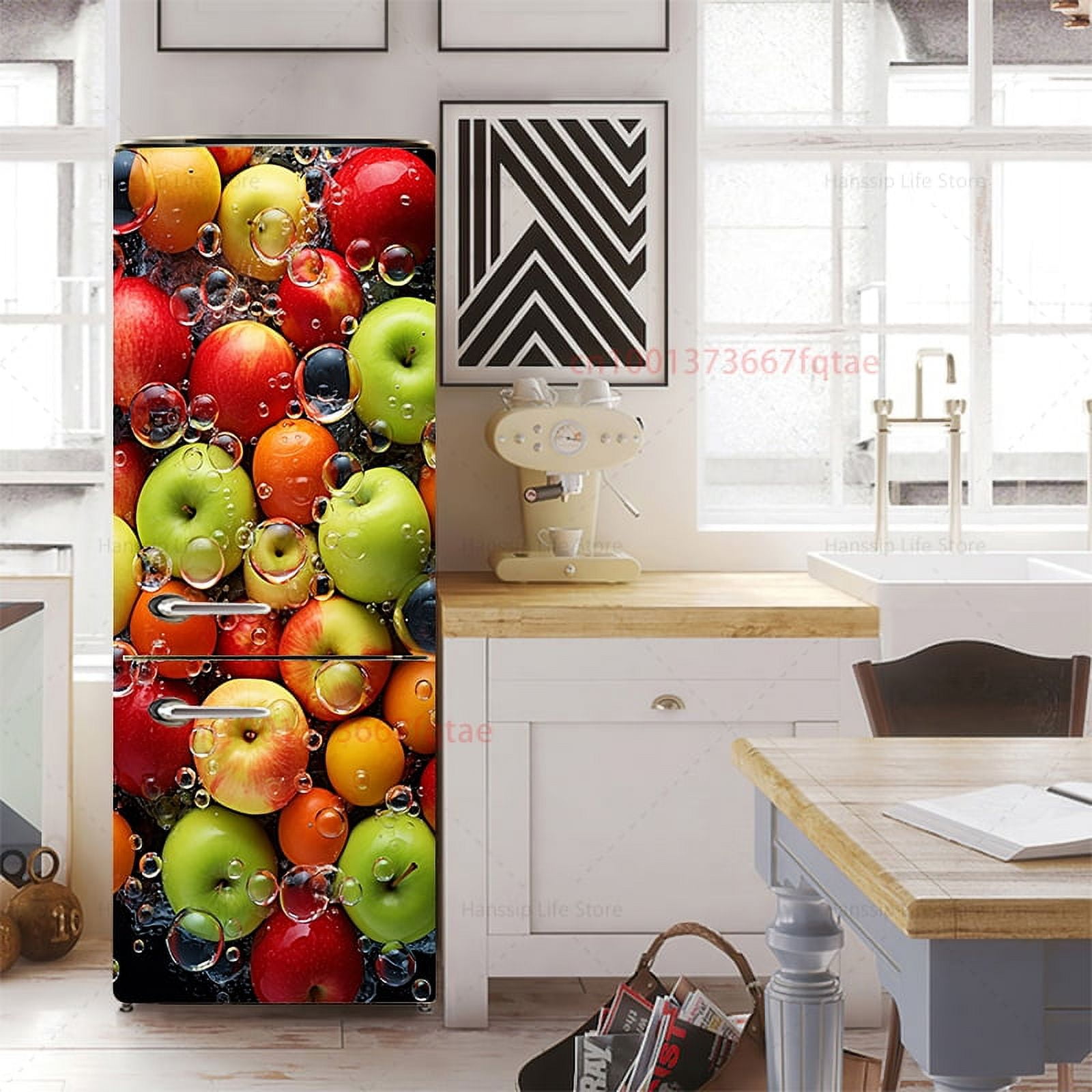 Green Plants Palm Leaves Mural Fridge Door Sticker rations Waterproof ...