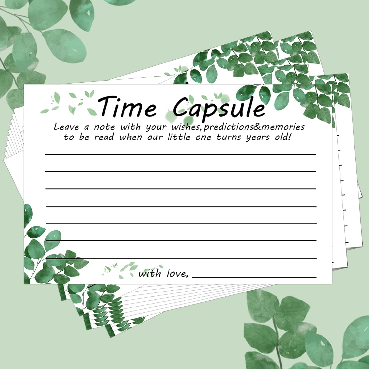 Green Plants Time Capsule Cards Baby Shower 1st Birthday 4x6inch Time ...