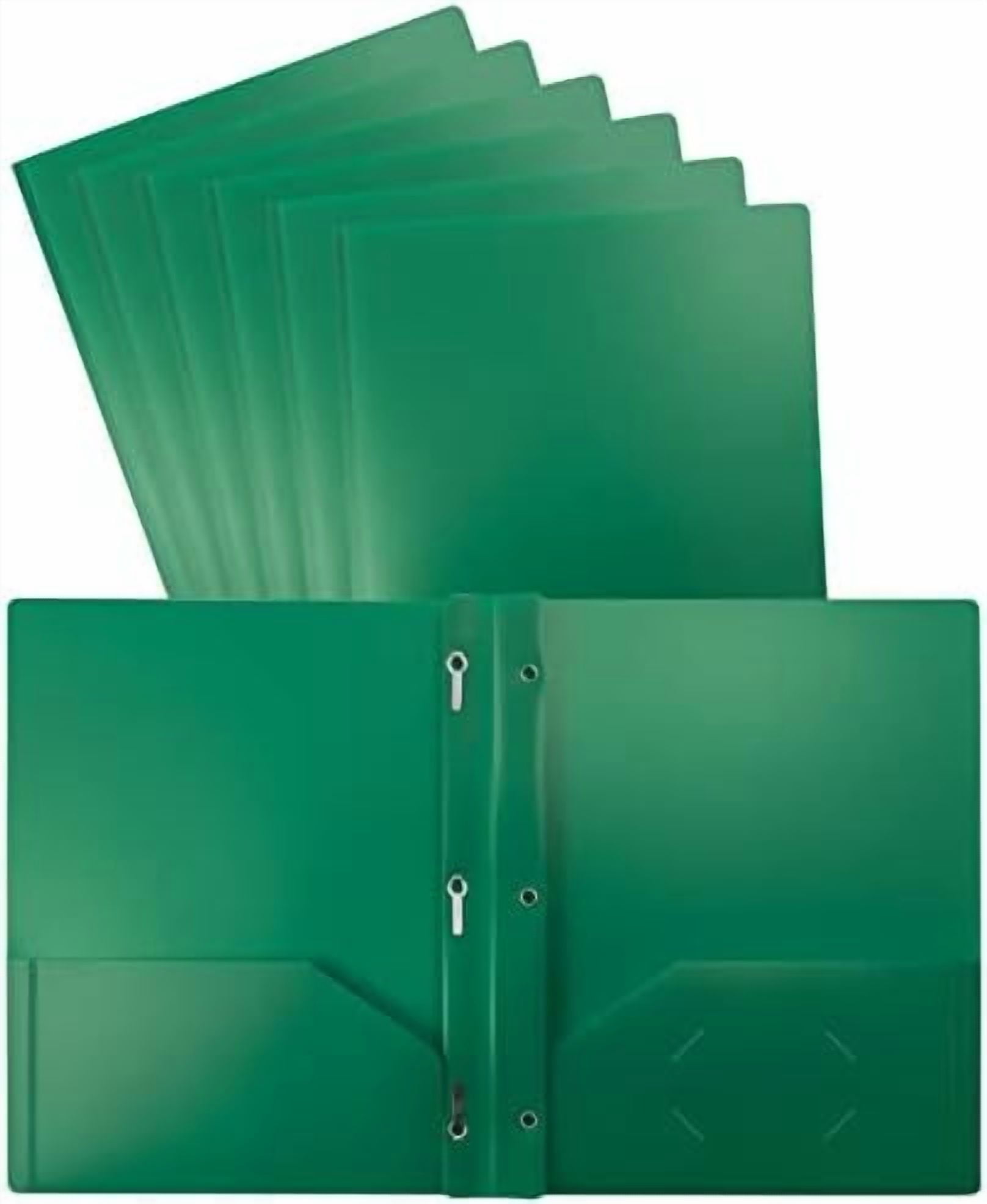 Green Plastic 2 Pocket Folders with Prongs, Heavyweight, Letter Size ...