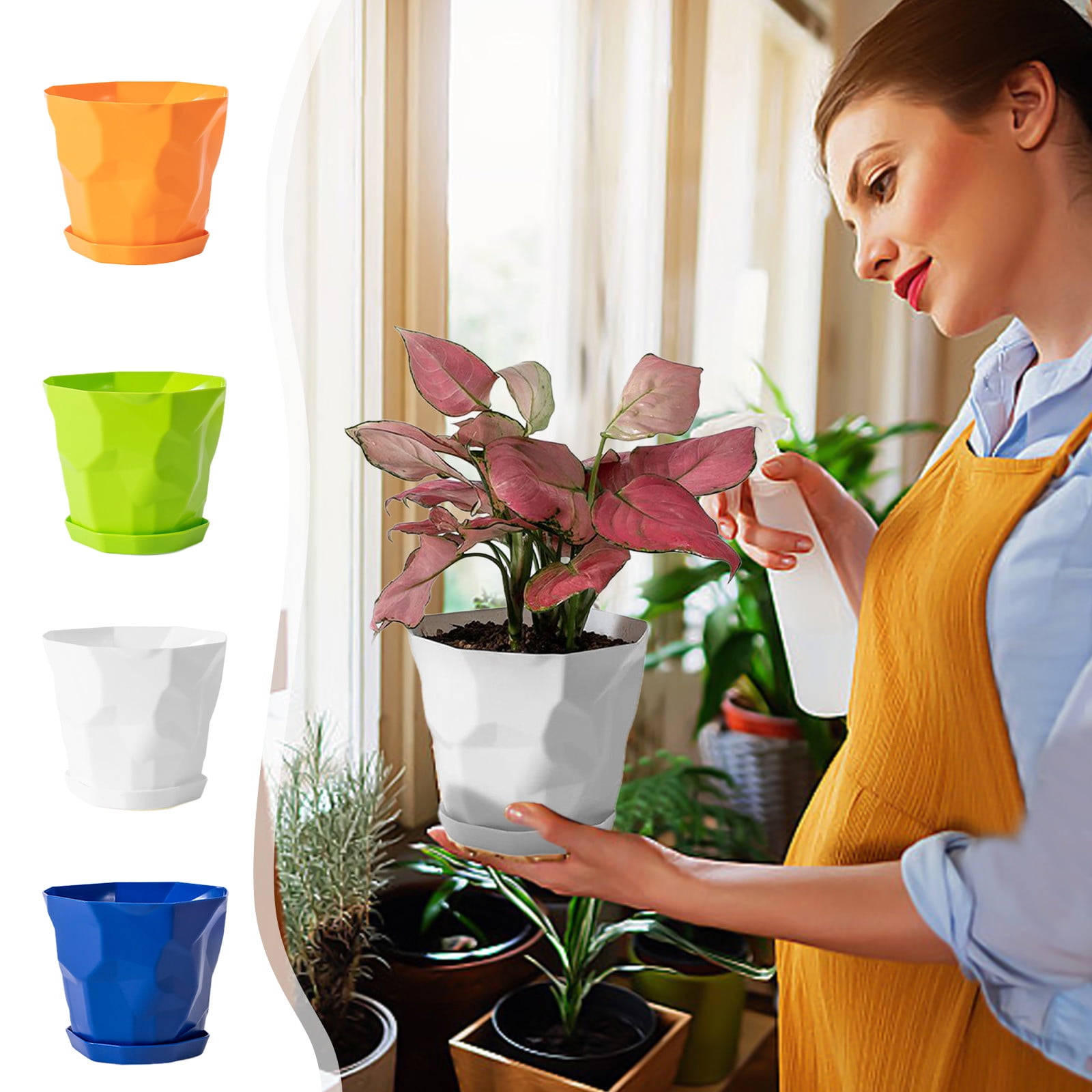 Green Plastic Bonsai Planter Box with Pallet, Lightweight Patio Gardening Pot for Succulents ...